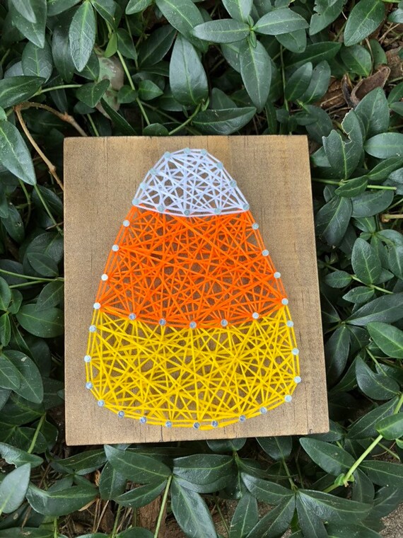 Candy Corn String Art Sign candy corn sign wooden sign | Etsy
