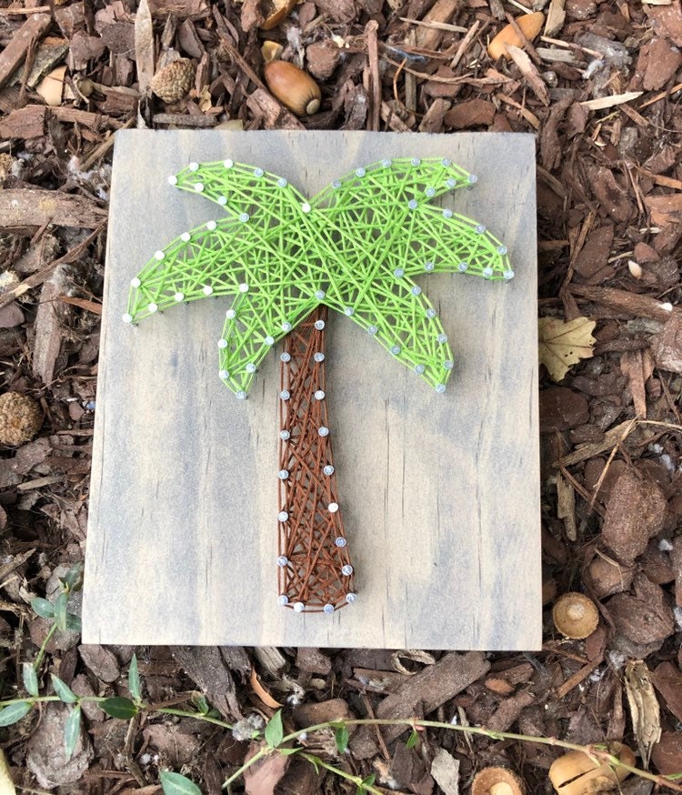 Palm Tree String Art Sign - Palm Tree Sign - Beach Sign - Wooden Sign ...