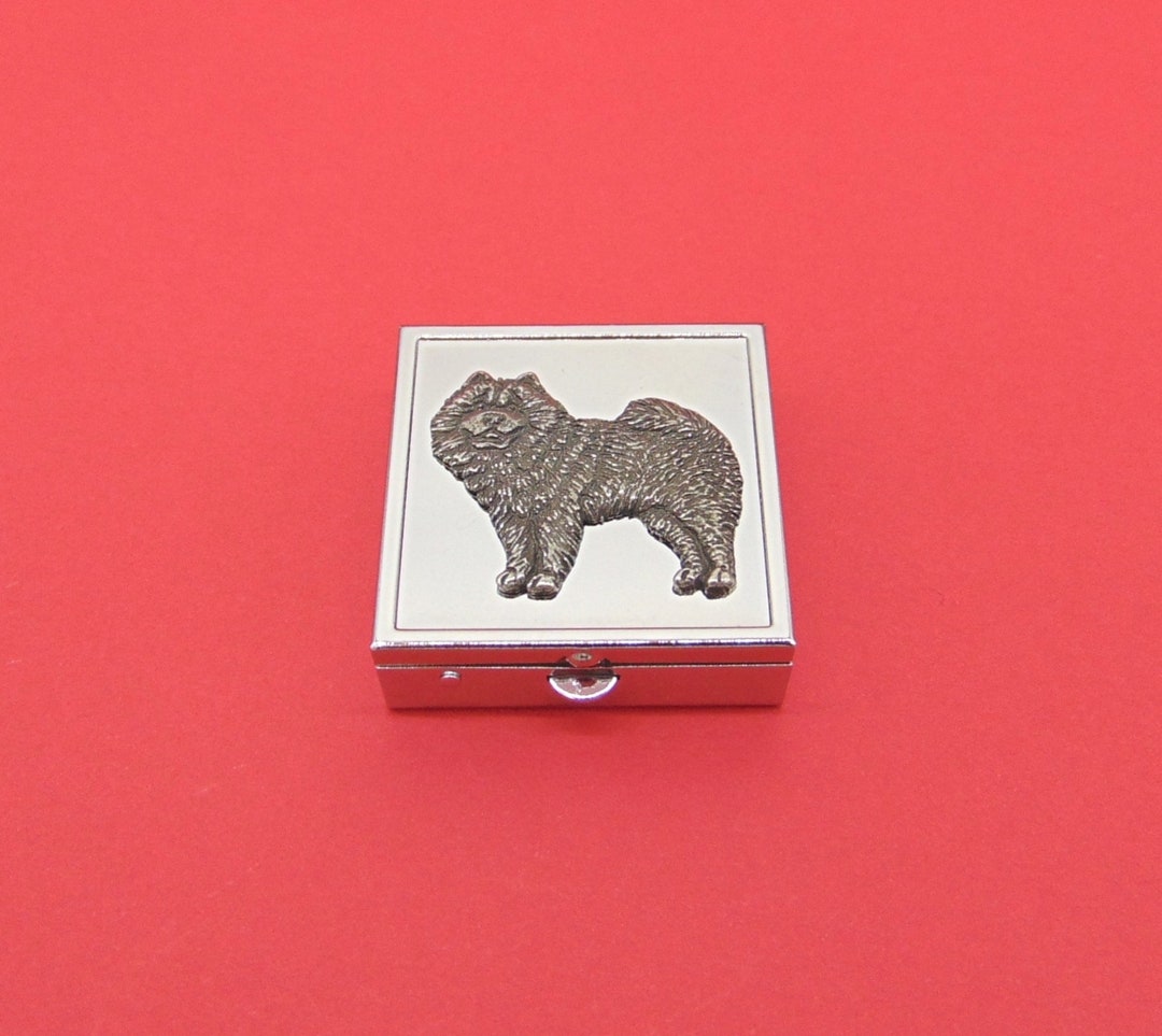 Chow Chow Design Square Chrome Mint / Pill Box Small Trinket Box Pill ...