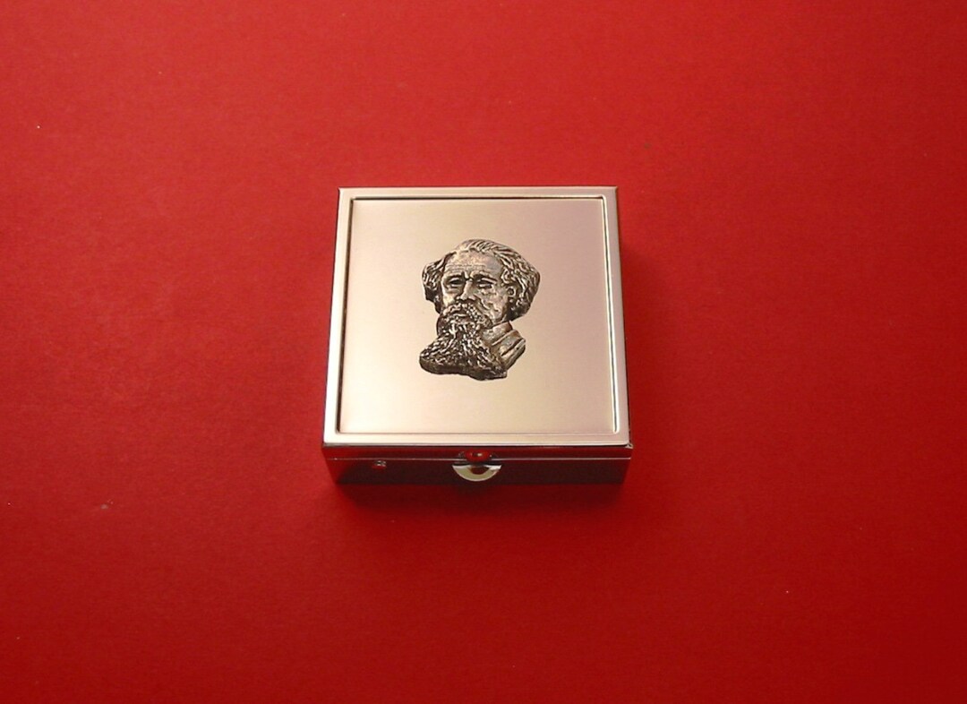 Charles Dickens Design Square Chrome Mint / Pill Box Small - Etsy