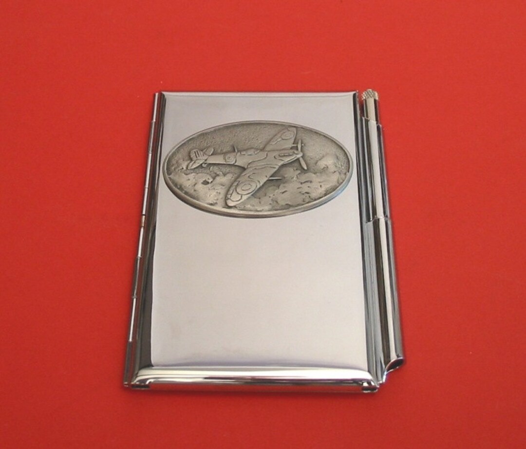 Spitfire Design Chrome Notebook & Pen Spitfire Card Holder Fathers Day ...