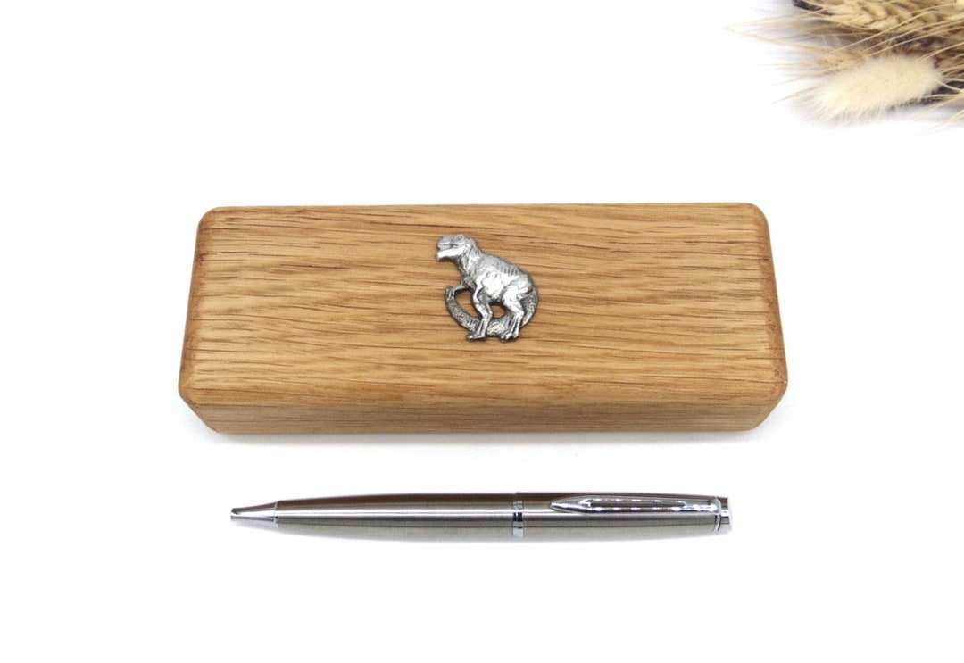 Dinosaur T Rex Oak Wooden Pen Box & Pen Set - Dinosaur Gifts - Dino ...