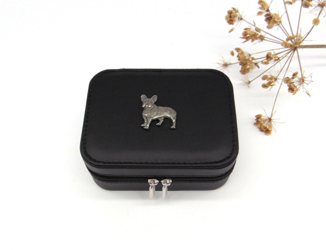 French Bulldog on Black Travel Jewellery Box - French Bulldog Gift ...