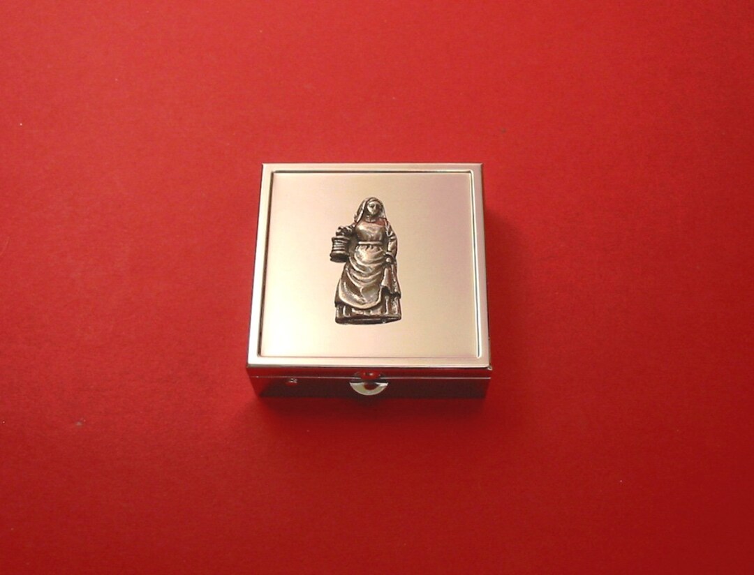 Florence Nightingale Design Square Chrome Pill Box - Small Trinket Box ...