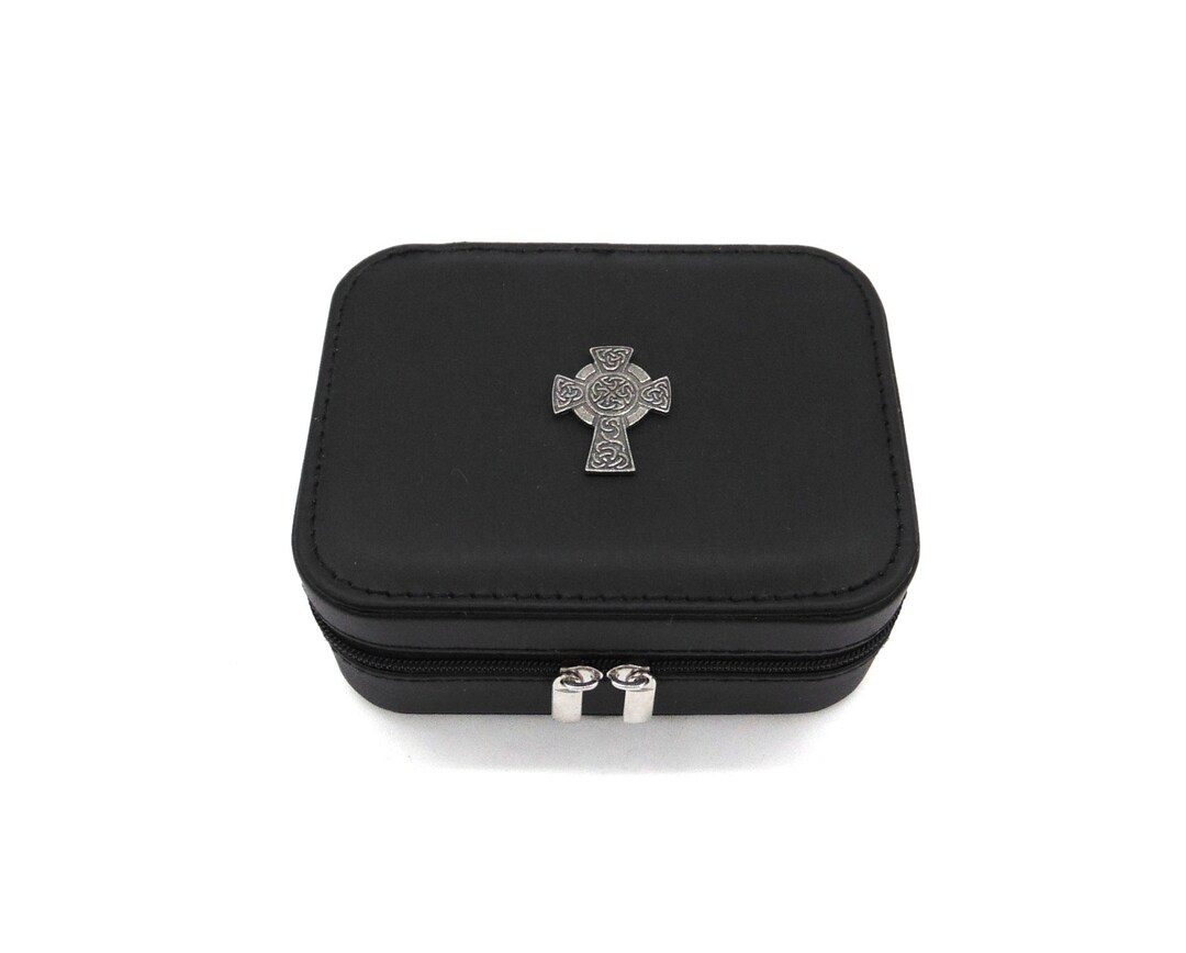 Celtic Cross on Black Travel Jewellery Box / Travel Accessory / Stylish ...