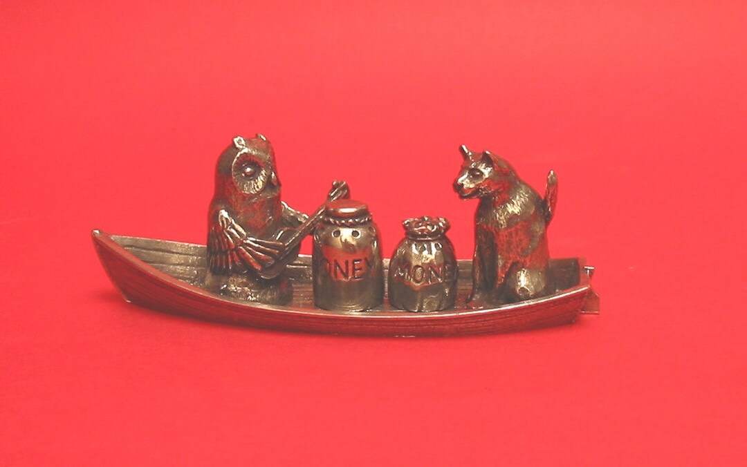 The Owl & the Pussy Cat Thimble Set Pewter Collectible Thimbles Gift ...