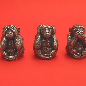 Thimble See No Evil Hear No Evil Speak No Evil Monkeys Pewter ...