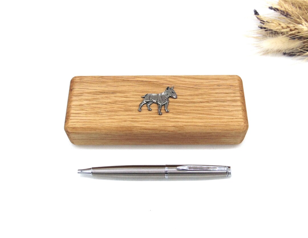 English Bull Terrier Oak Wooden Pen Box & Pen Set - English Bull ...