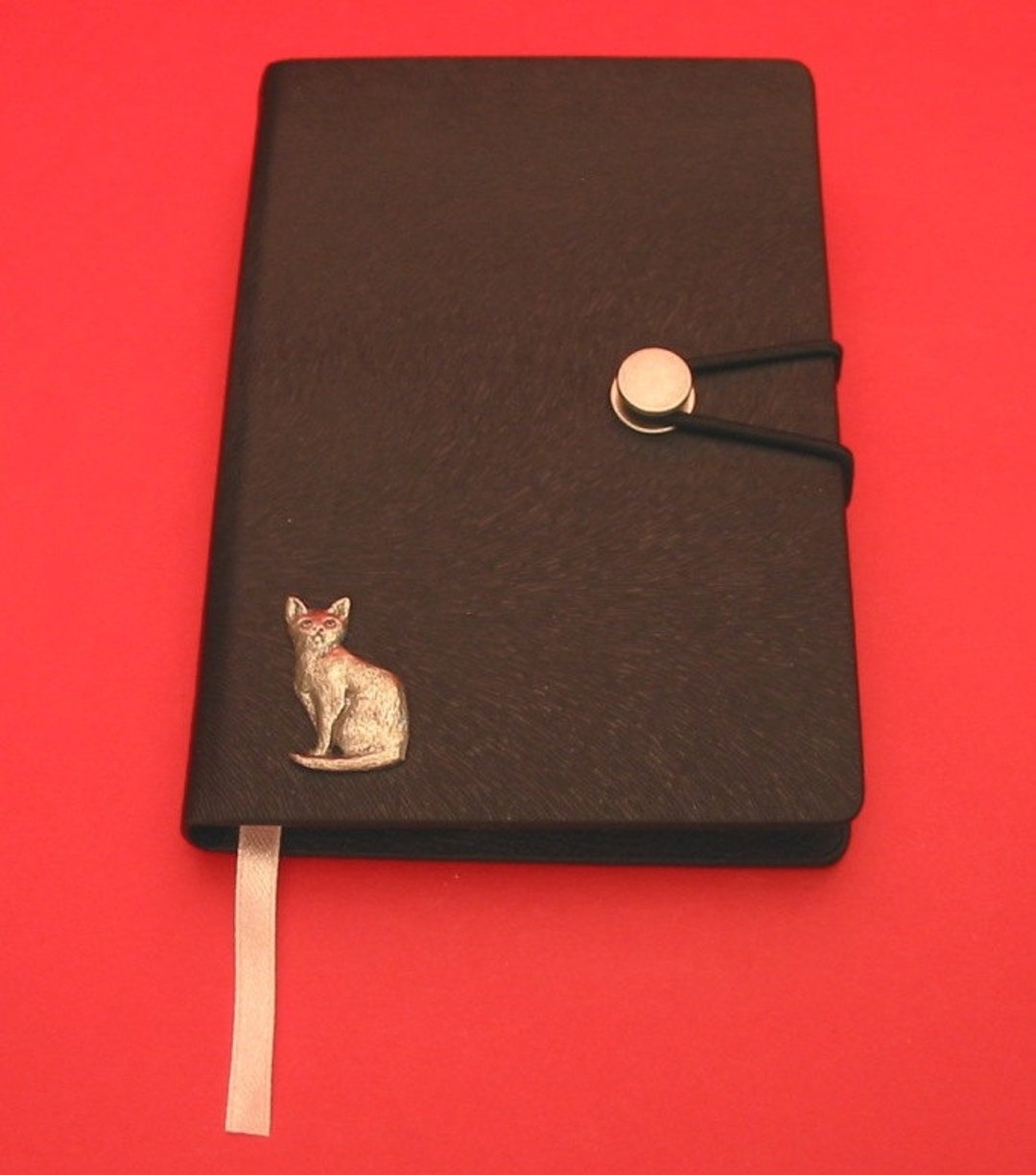 Shorthaired Cat Design A6 Black Journal - Cat Notebook - Cat Lover Gift ...