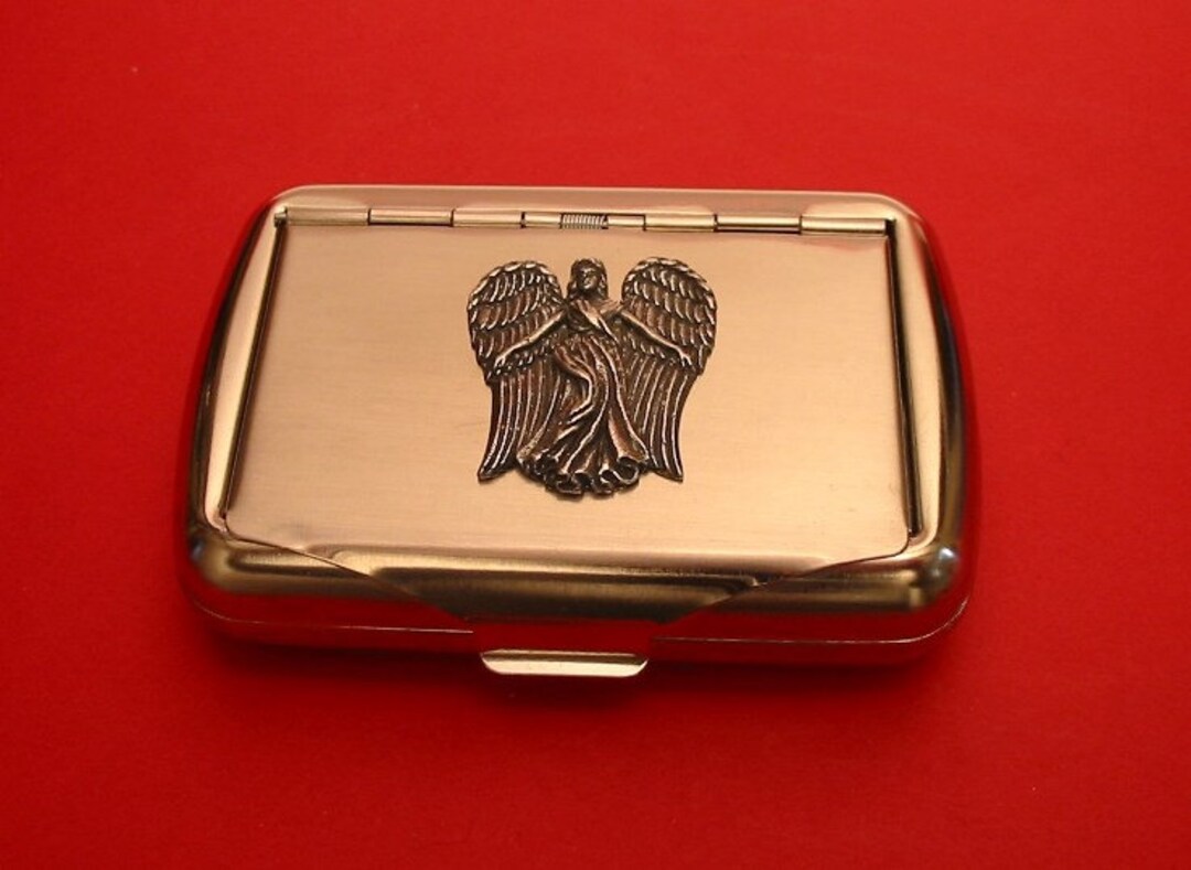 Guardian Angel Chrome Tobacco Tin With Hand Cast Pewter Motif - Etsy