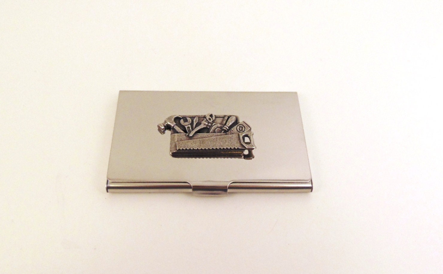 Toolbox DIY Design Chrome Card Holder - Business Credit Cards Case ...