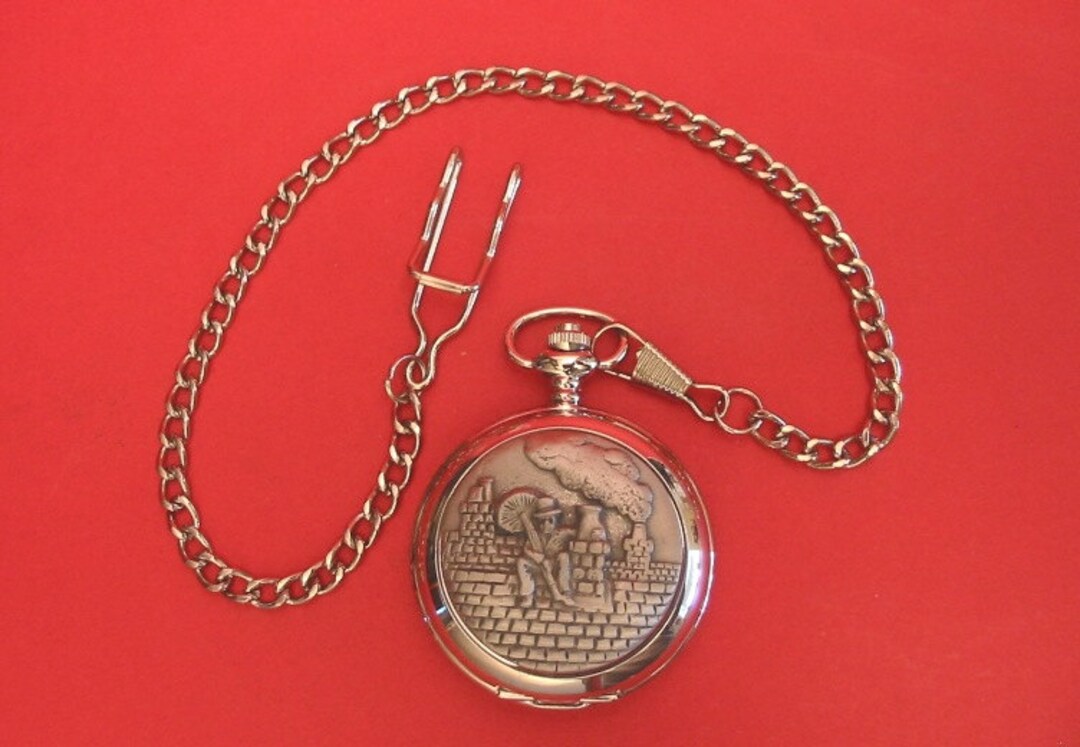 Chimney Sweep Design Pocket Watch Pewter Fronted With Albert Chain ...
