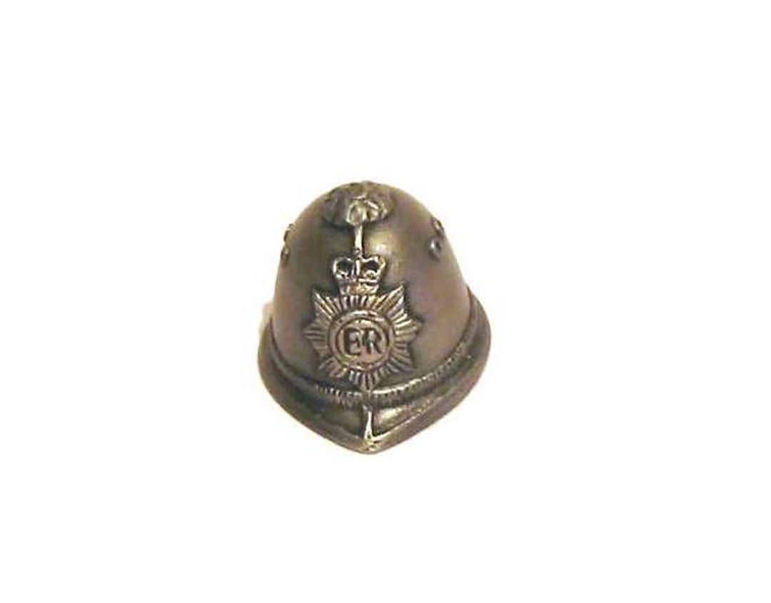 British Policeman's Helmet Thimble - Antique Pewter Collectors Thimble ...