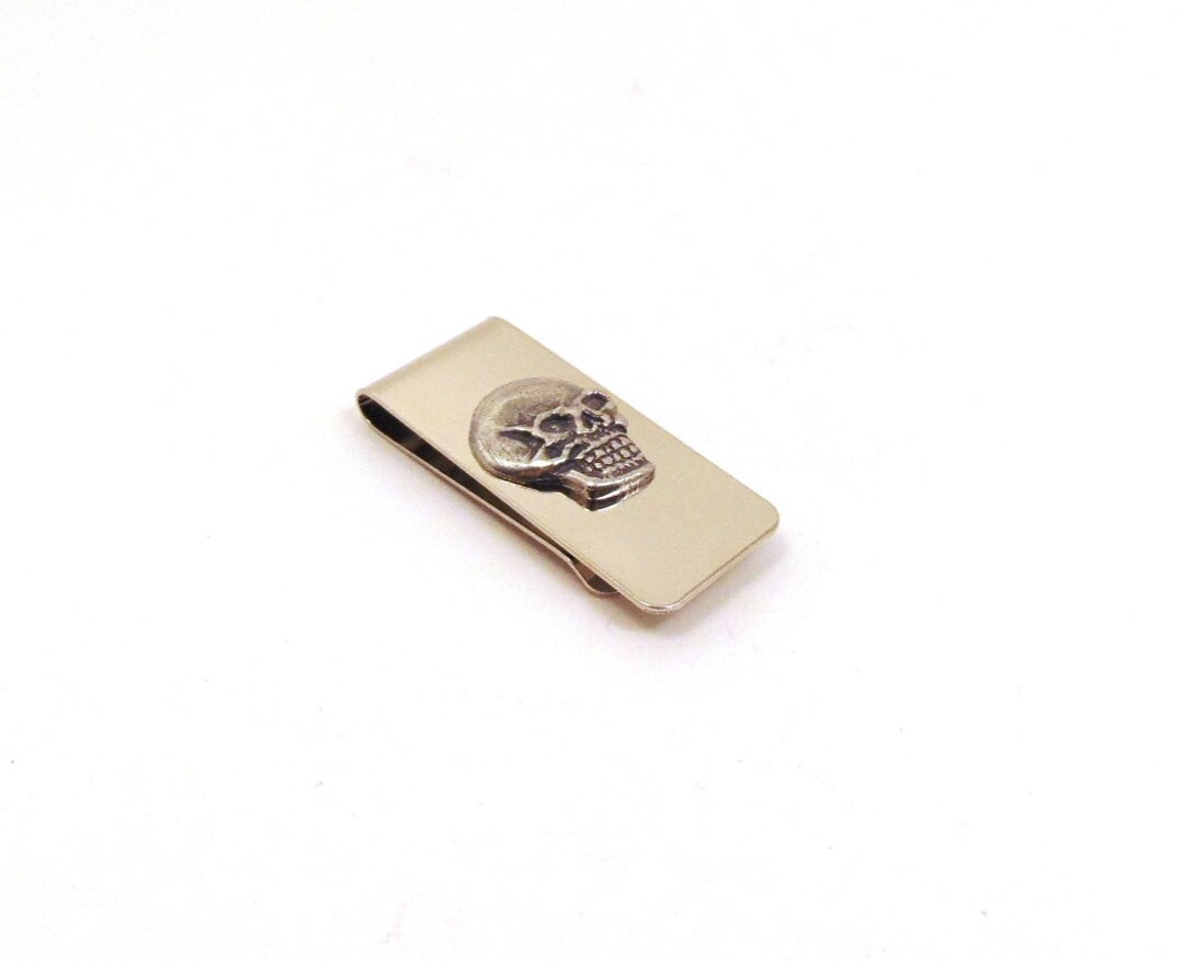 Skull Design Money Clip With Pewter Motif - Skull Gift - Heavy Metal ...