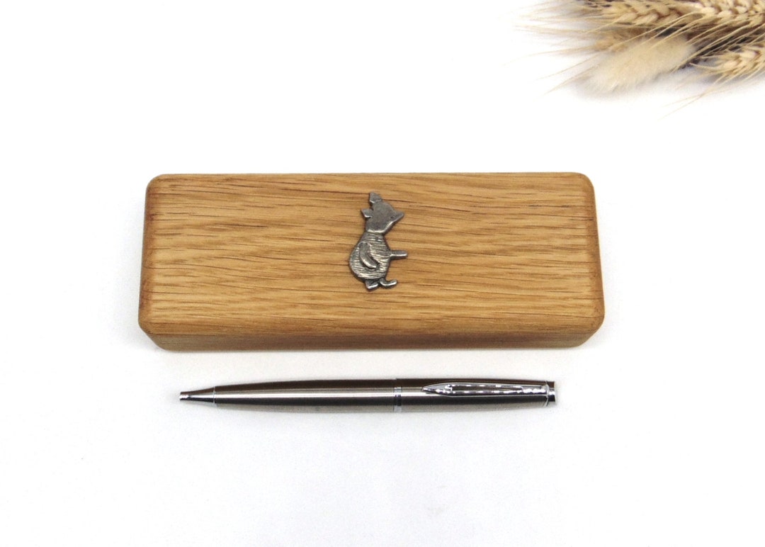 Piglet Design Oak Wooden Pen Box & Pen Set - Winnie-the-pooh Gift ...