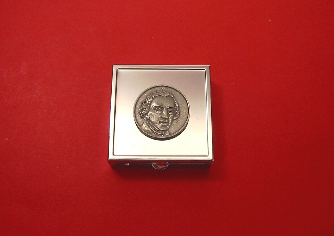 Chopin Design Square Chrome Mint / Pill Box Small Trinket Box Pill Case ...