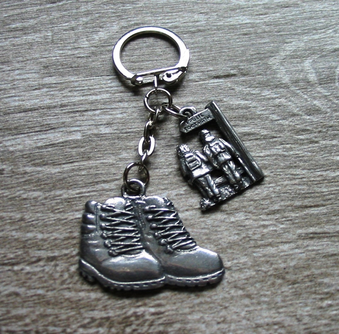 Walking Boots & Public Footpath Pewter Keyring - Combo Keychain Gift ...