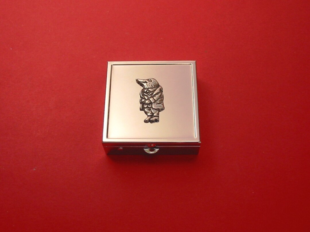 Mole Design Square Chrome Mint / Pill Box - Small Trinket Box - Pill ...
