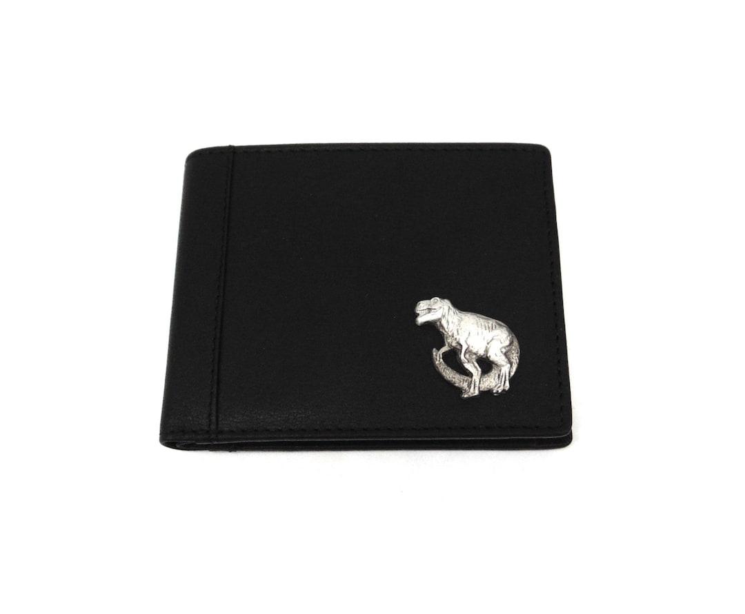 Dinosaur T Rex Design Black Leather Wallet Card Holder - T Rex Dinosaur ...