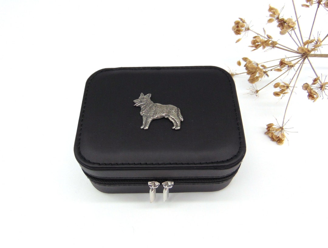 Heeler Design Black Travel Jewellery Box - Australian Cattle Dog Gift ...