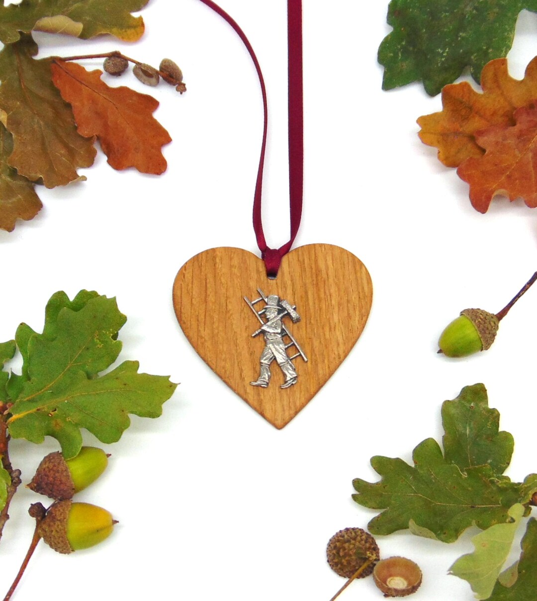 Chimney Sweep Design Oak Heart Wooden Ornament Good Luck Wedding Gift ...