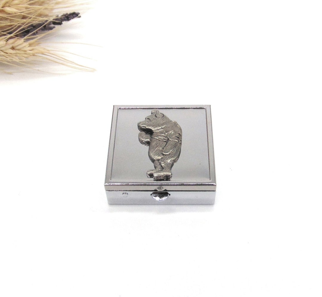 Winnie-the-pooh Design Square Chrome Mint / Pill Box - Pooh Gift - Pooh ...