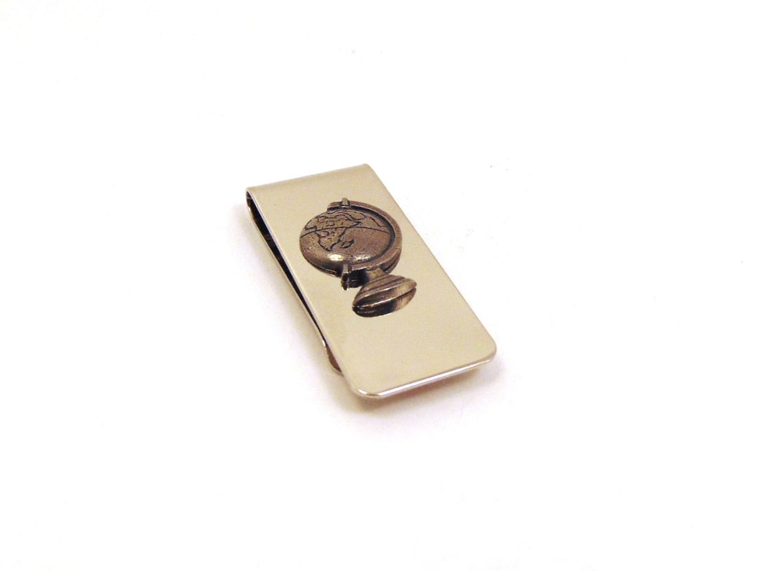 World Globe Design Money Clip With Pewter Motif - Gift for Globetrotter ...