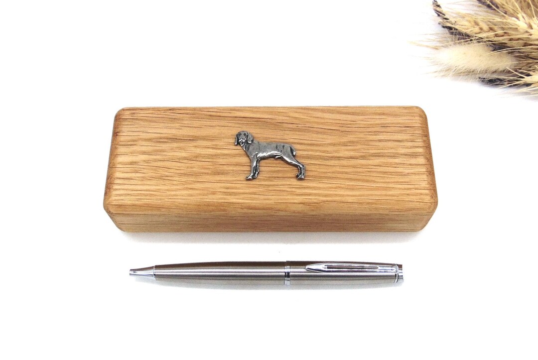 Weimaraner Design Oak Wooden Pen Box & Pen Set Weimaraner Gift Dog Mum ...