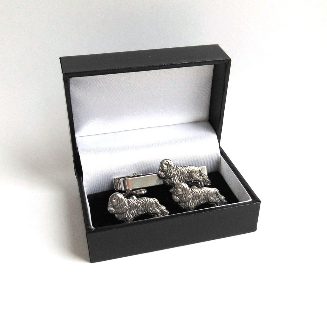 Cavalier King Charles Spaniel Design Cufflinks and Tie Clip Set - Dog ...