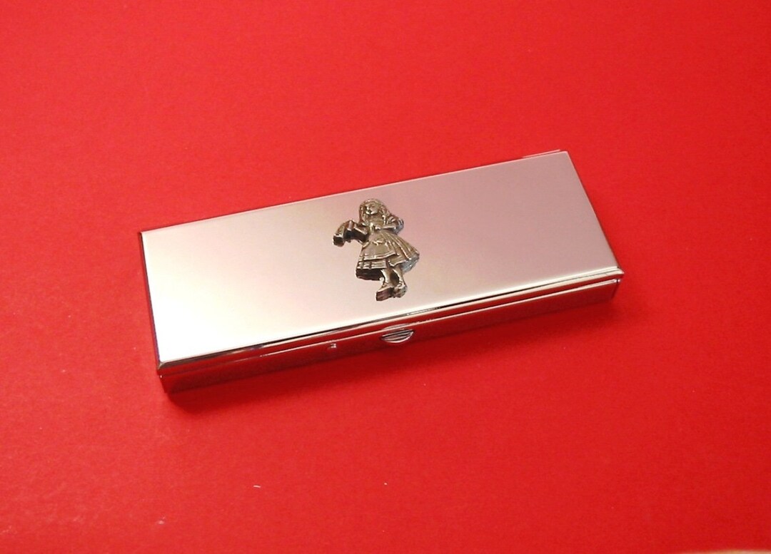 Alice in Wonderland Design Seven Day Chrome Pill Box - Medication ...
