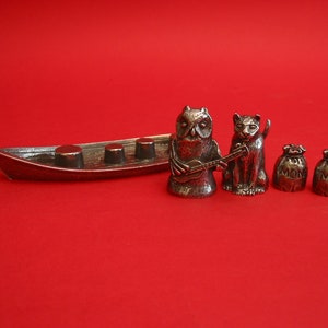 The Owl & the Pussy Cat Thimble Set Pewter Collectible Thimbles Gift ...