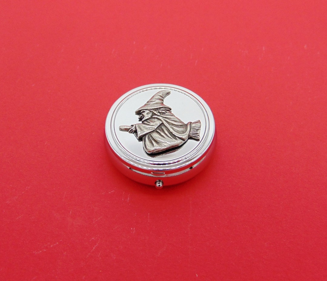 Witch Design Round Chrome Pill Box Witch Gift Small - Etsy
