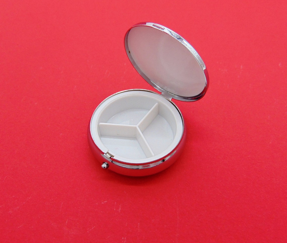 Dog Paw Print Design Round Chrome Pill Box Dog Pill Box - Etsy