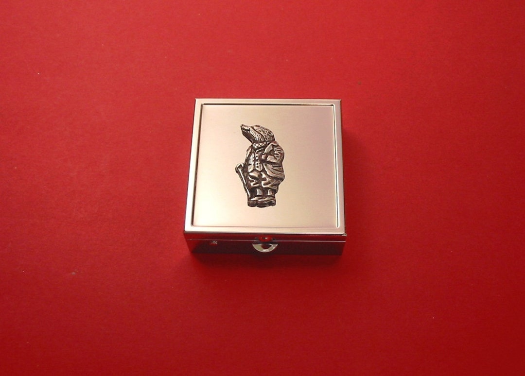 Mr Badger Design Square Chrome Mint / Pill Box Small Trinket Box Pill ...