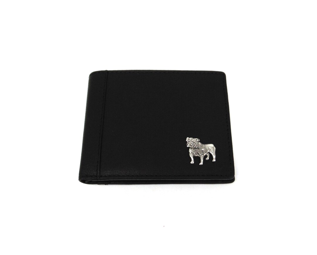 English Bulldog Design Black Real Leather Wallet - English Bulldog Gift ...