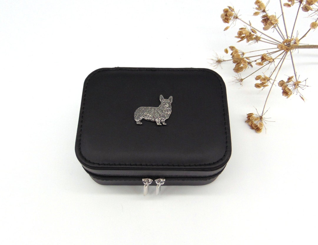 Corgi Design Black Travel Jewellery Box - Welsh Corgi Gift - Travel ...