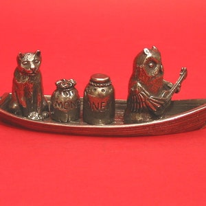 The Owl & the Pussy Cat Thimble Set Pewter Collectible Thimbles Gift ...