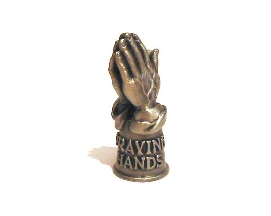 Praying Hands Thimble - Antique Pewter Collectors Thimble - Thimble ...