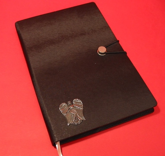 Guardian Angel Hand Cast Pewter Motif on A5 Black Journal | Etsy