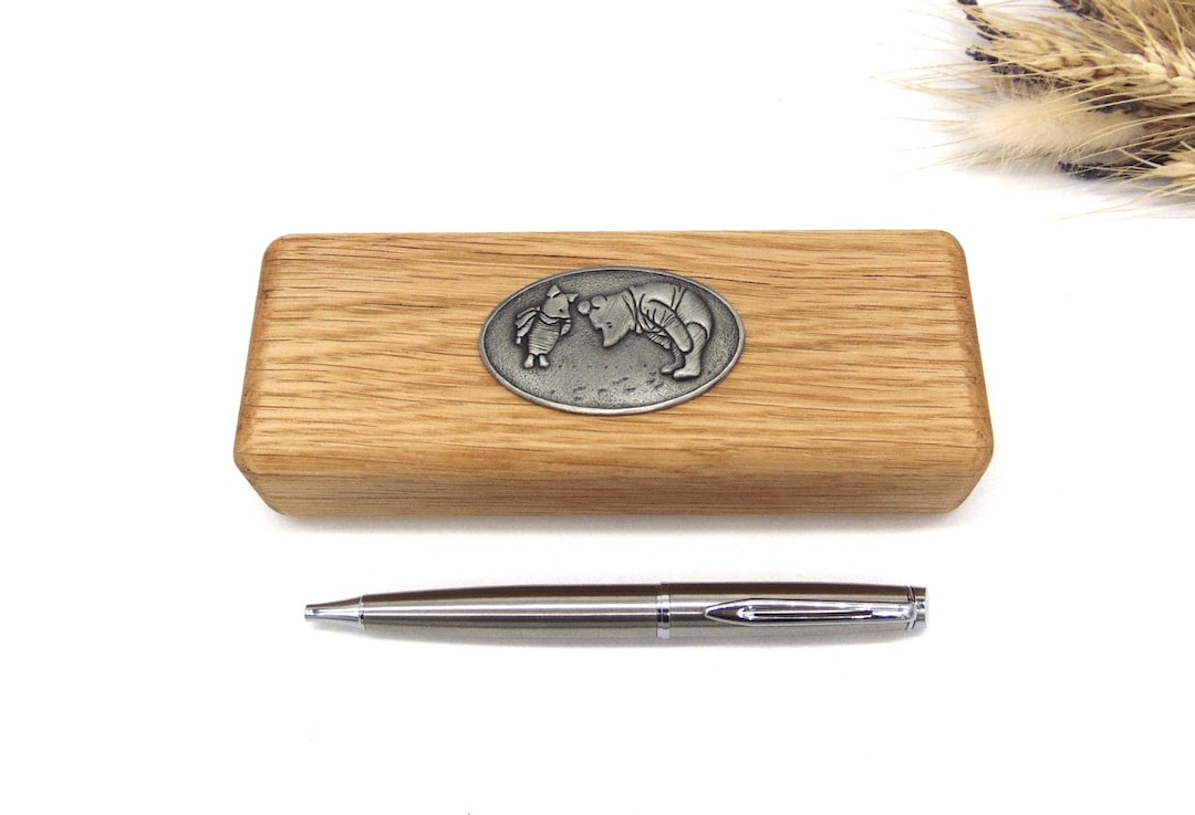 Winnie-the-pooh Design Oak Wooden Pen Box & Pen Set - Pooh Gift ...