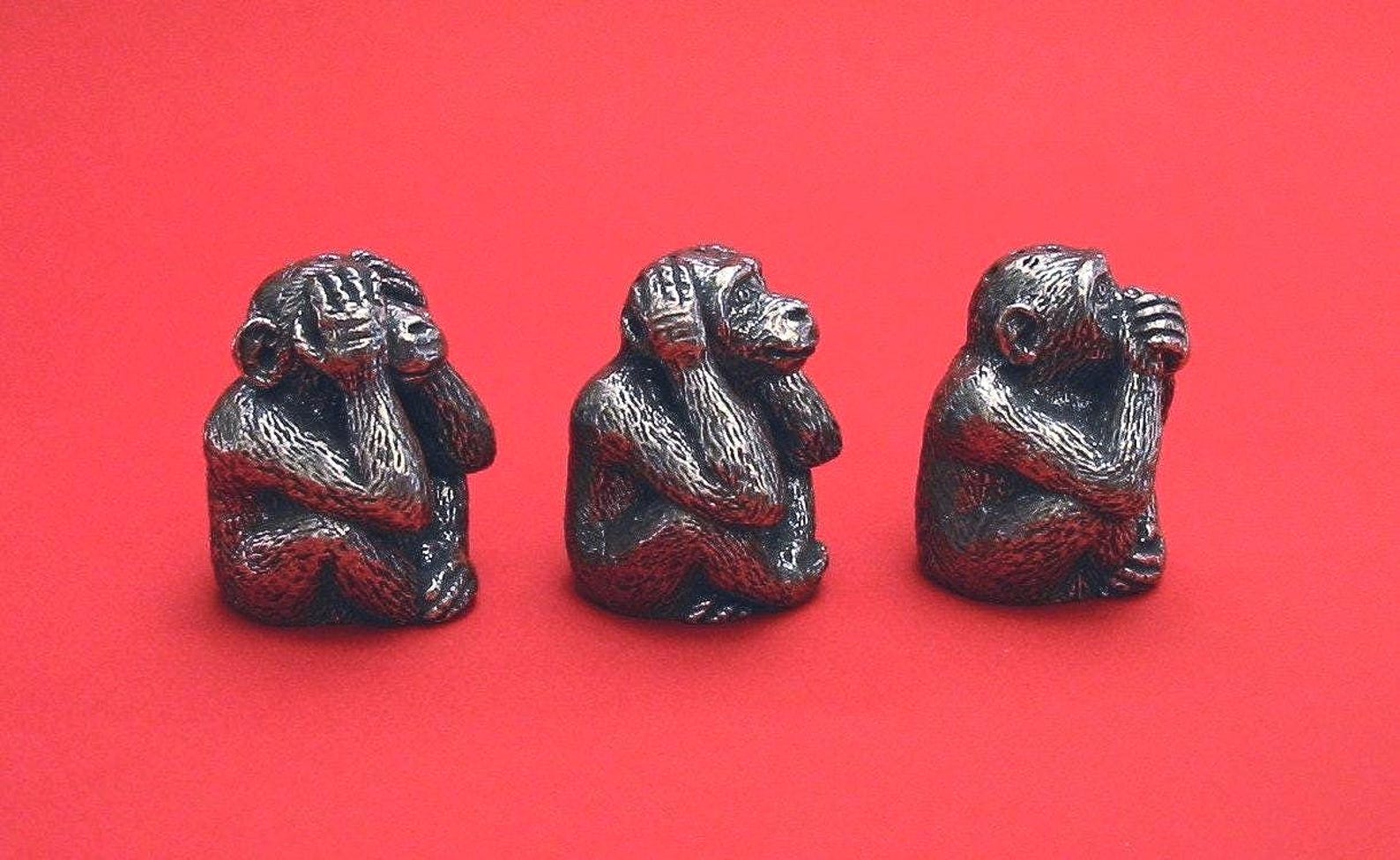 Thimble See No Evil Hear No Evil Speak No Evil Monkeys, Pewter ...