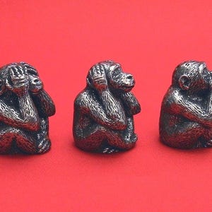 Thimble See No Evil Hear No Evil Speak No Evil Monkeys, Pewter ...