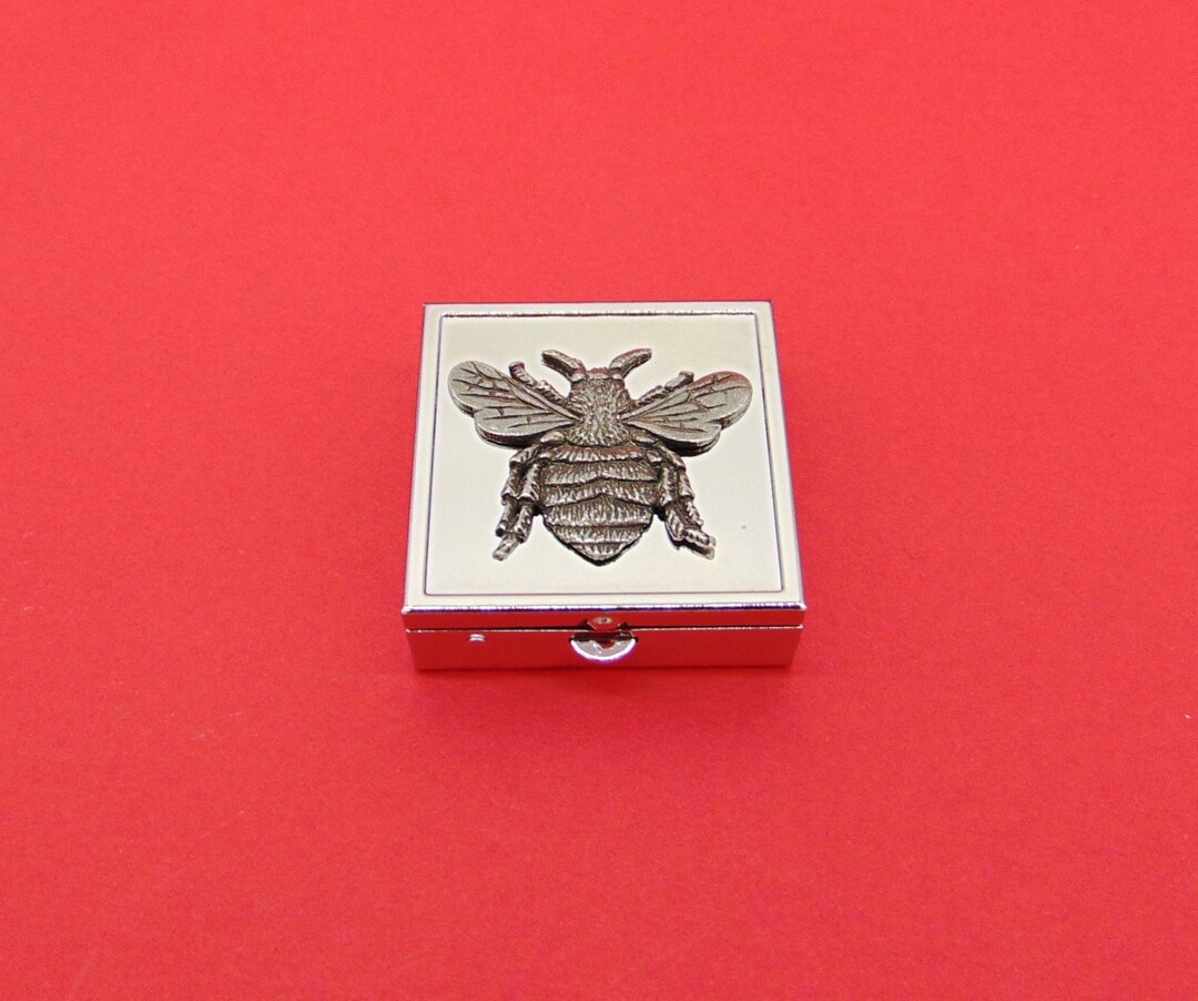Bumble Bee Design Square Mint / Pill Box - Small Trinket Box - Pill ...