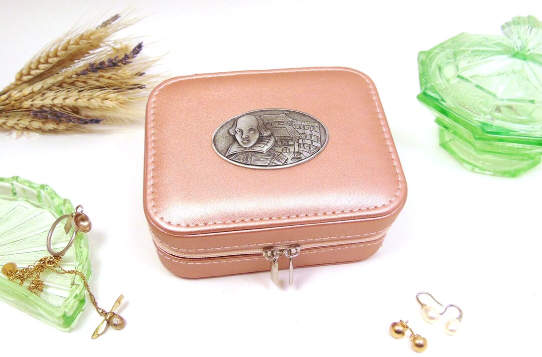 William Shakespeare & Globe Theatre Rose Gold Travel Jewellery Box ...