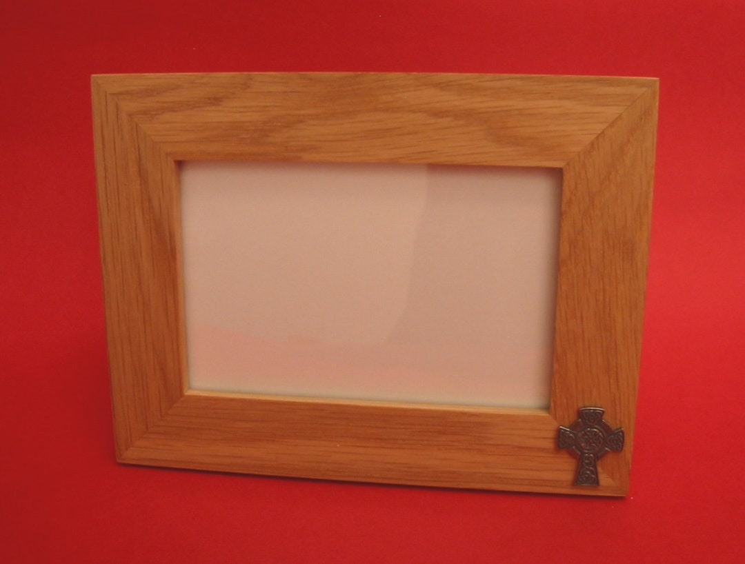 Celtic Cross Real Oak Picture Frame 4" X 6" With Hand Cast Pewter Motif ...