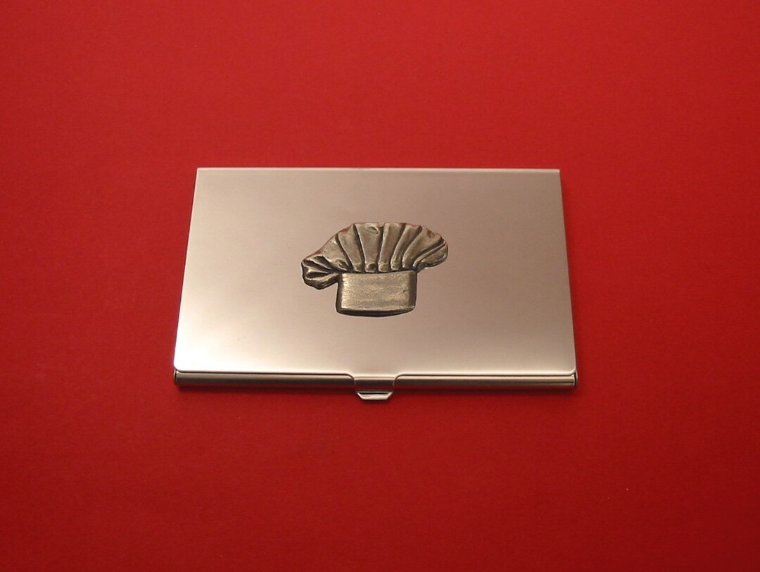 Chefs Hat Design Chrome Card Holder Business Credit Cards Case Baking ...