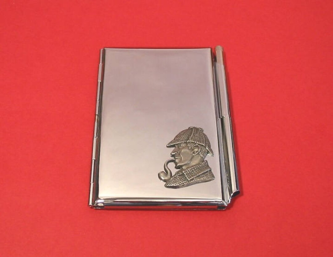 Sherlock Holmes Metal Notebook & Pen Card Holder - Unique Fathers Day ...
