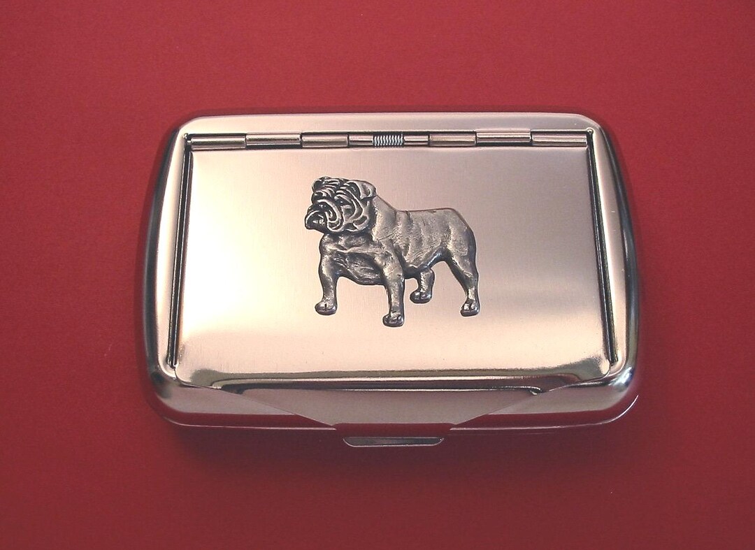 English Bulldog Design Tobacco Tin Trinket Box - British Bulldog Gift ...