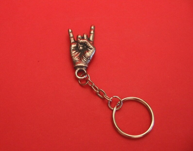 Rock on Pewter Keyring Rock Music Gift Heavy Metal Gift - Etsy UK