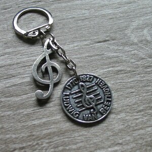 Beethoven & Treble Clef Pewter Combo Keyring - Beethoven Keychain ...